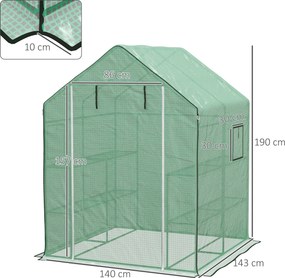 Zahradní skleník Outsunny s 3 police, balkonový skleník, zesílený tarp 135 g/m², ocelový rám, rolovací zipová vrata, pro zeleninu, rostliny a květiny…