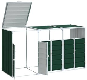 vidaXL Box na 3 popelnice zelený 216 x 81 x 115 cm ocel