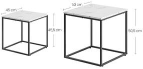 VASAGLE Duo Čtvercový konferenční stolek 2 ks - mramor barva/černé nohy