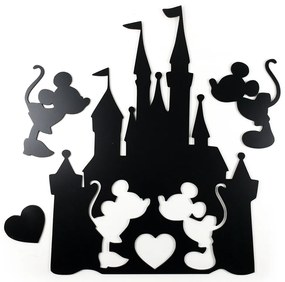 Živá Zeď Dřevěná nástěnná černá dekorace Mickey a Minnie na Zámku