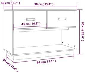 TV skříňka medově hnědá 90x40x60 cm masivní borové dřevo - Default Title