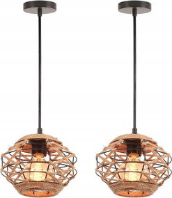 Ligkin 2 x závěsná ratanová lampa vintage industrial E27