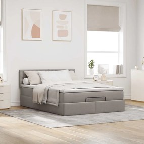 Osmanská postel s matrací &amp; LED Taupe 140x190 cm Látka 3312475