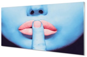 akrylový obraz Žena neonové rty 140x70 cm