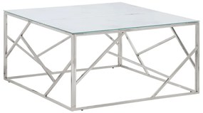 Konferenční stolek stříbrný nerezová ocel a tvrzené sklo