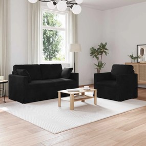 Set pohovek 2 ks Černá samet 3407557