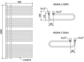 Mexen Amor, elektrické topné těleso 1000x500 mm + topná tyč 900 W, bílá, W120-1000-500-2900-20