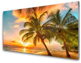akrylový obraz Palma Strom Moře Krajina 140x70 cm