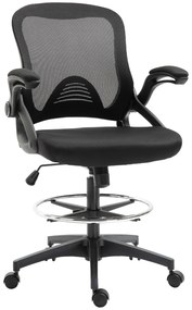 Kancelářská židle Vinsetto ergonomická kancelářská židle otočná o 360° s nastavitelným kroužkem na nohy s nosností do 120 kg, síťovina černá 106-126 …