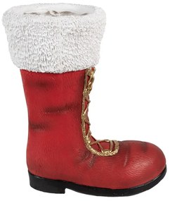 Vánoční dekorace červená keramická holínka Santa Clause – 32x19x36 cm