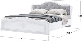 Postel 180 Lux bez roštu, bílý lesk Luiza