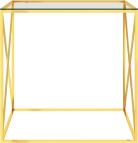 vidaXL Konferenční stolek 55x55x55 cm nerezová ocel a sklo [289022] Barva: zlatá