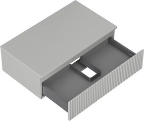 Mexen Rivel, koupelnová skříňka 80 cm s pracovní deskou, 1 zásuvka, drážkovaná, šedá matná, 91A20-08023-1-BFC62