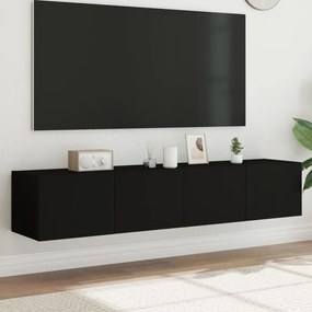 vidaXL Nástěnné TV skříňky s LED osvětlením 2 ks černé 80 x 35 x 31 cm