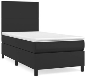 Box spring postel s matrací černá 90x200 cm umělá kůže