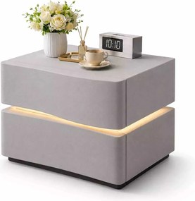 LuxuryForm DESIGN Noční stolek ALVA s LED osvětlením – světle šedý