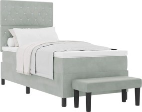 Postel s boxspringem s čelo Světle šedá 190 x 90 cm samet 3344414