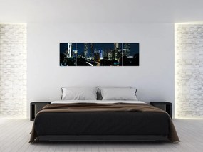 Obraz noční metropole (170x50 cm)