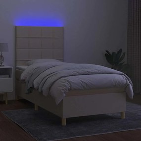 Box spring postel s matrací a LED krémová 100x200 cm textil 3135418