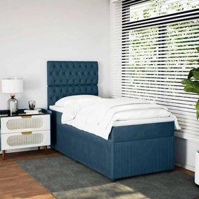 Box spring postel s matrací tmavě modrá 80 x 200 cm samet 3292200