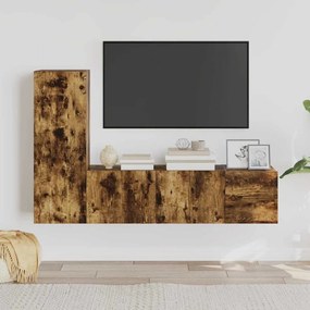 3dílný set TV skříněk kouřový dub kompozitní dřevo 3120224
