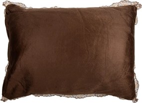 Hnědý polštář s květy a krajkou Baroque - 70*50*6 cm
