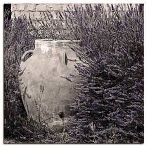 Obraz na plátně - Amfora v levandulovém keři - čtverec 369FA (50x50 cm)