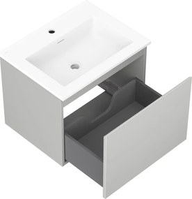 Mexen Orio, koupelnová skříňka 60 cm s umyvadlem Otis, 1 zásuvka, šedá matná/bílá matná, 91A10-06047-1-BF62-W18M01