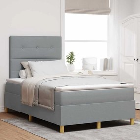 Postel s boxspringem s čelo Světle šedá 120 x 200 cm textil 3339609