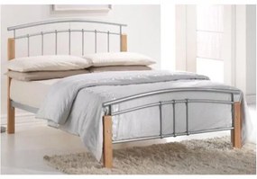Tempo Kondela manželská postel MIRELA 180x200cm dřevo přírodní, stříbrný kov