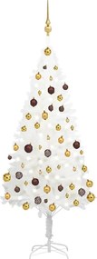 vidaXL Umělý vánoční stromek s LED a sadou koulí 150 cm [3077633] Barva: zlatá
