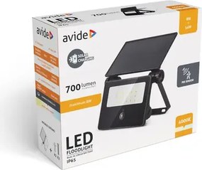 Avide LED reflektor solární s PIR čidlem / Venkovní svítidlo / 700 lm