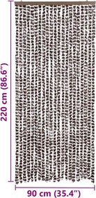 Závěs proti hmyzu hnědý a bílý 90 x 220 cm Chenille 325452