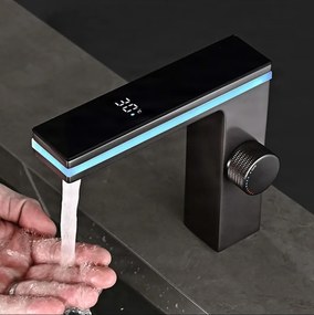Umyvadlová baterie ELITE EDITION BS1826 s LED ukazatelem teploty ve více barevných provedeních — Černá