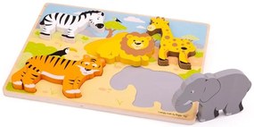 Bigjigs Toys Hrubé vkládací puzzle safari