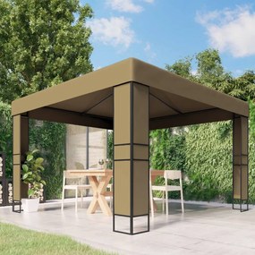 Altán s dvojitou střechou 3 x 3 x 2,7 m taupe 180 g/m² 312218