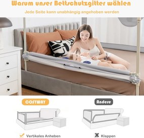 Costway Zábrana na postel Zábradlí na pro batolata Vertikální zábradlí na 180 cm