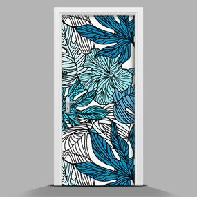 Wallmuralia Samolepící tapeta na dveře Modré květiny 75x205