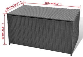 vidaXL Marketos Zahradní úložný box černý 120 x 50 x 60 cm polyratan
