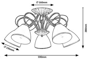 Brilagi - Přisazený lustr FRED 5xE27/60W/230V pr. 59 cm bronzová
