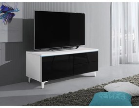 TV stolek Cleo XI-W L, Barva: bílý / šedý lesk
