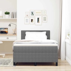 Postel s boxspringem s čelo Světle šedá a bílá 120 x 190 cm 3337503