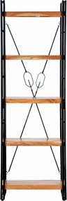 Knihovna s 5 policemi 60 x 30 x 180 cm masivní akáciové dřevo 286588