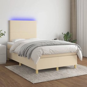 Box spring postel s matrací a LED krémová 120 x 200 cm textil 3135266