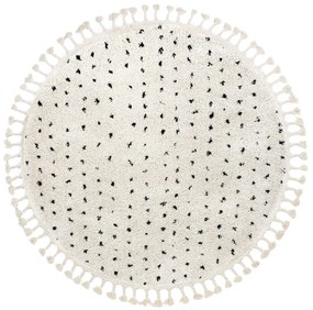 Dywany Łuszczów, Kusový koberec Berber Syla B752 dots cream kruh, 120x120 (průměr) kruh, bílá, chodba / předsíň