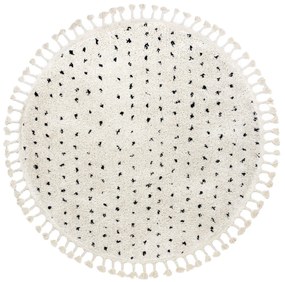 Dywany Łuszczów, Kusový koberec Berber Syla B752 dots cream kruh, 120x120 (průměr) kruh, bílá, chodba / předsíň