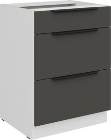 ARIA po | dolní skříňka 60 D 3S zásuvková | 60 cm | PREMIUM BOX | bílá/šedá grafit