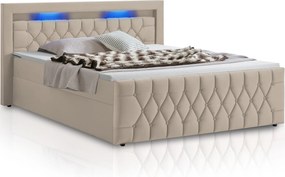 Juskys Postel boxspring Leona se sametovým potahem Barva: béžová, Velikost: 180 cm