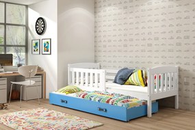 BMS Group Dětská postel s výsuvnou přistýlkou KUBUS bílá Velikost postele: 200x90 cm, Barva šuplíku: Modrá