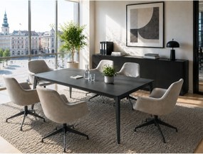 Jednací kancelářský stůl PRIMO ACTION, 180x90 cm, černá podnož, třešeň